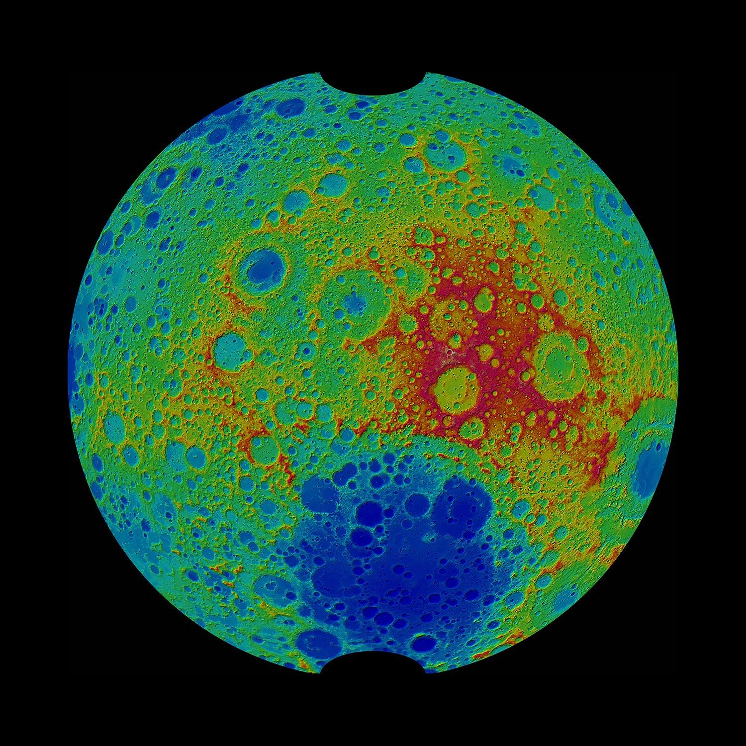 Topographie der Mondrückseite, Quelle: NASA/GSFC/ASU/DLR