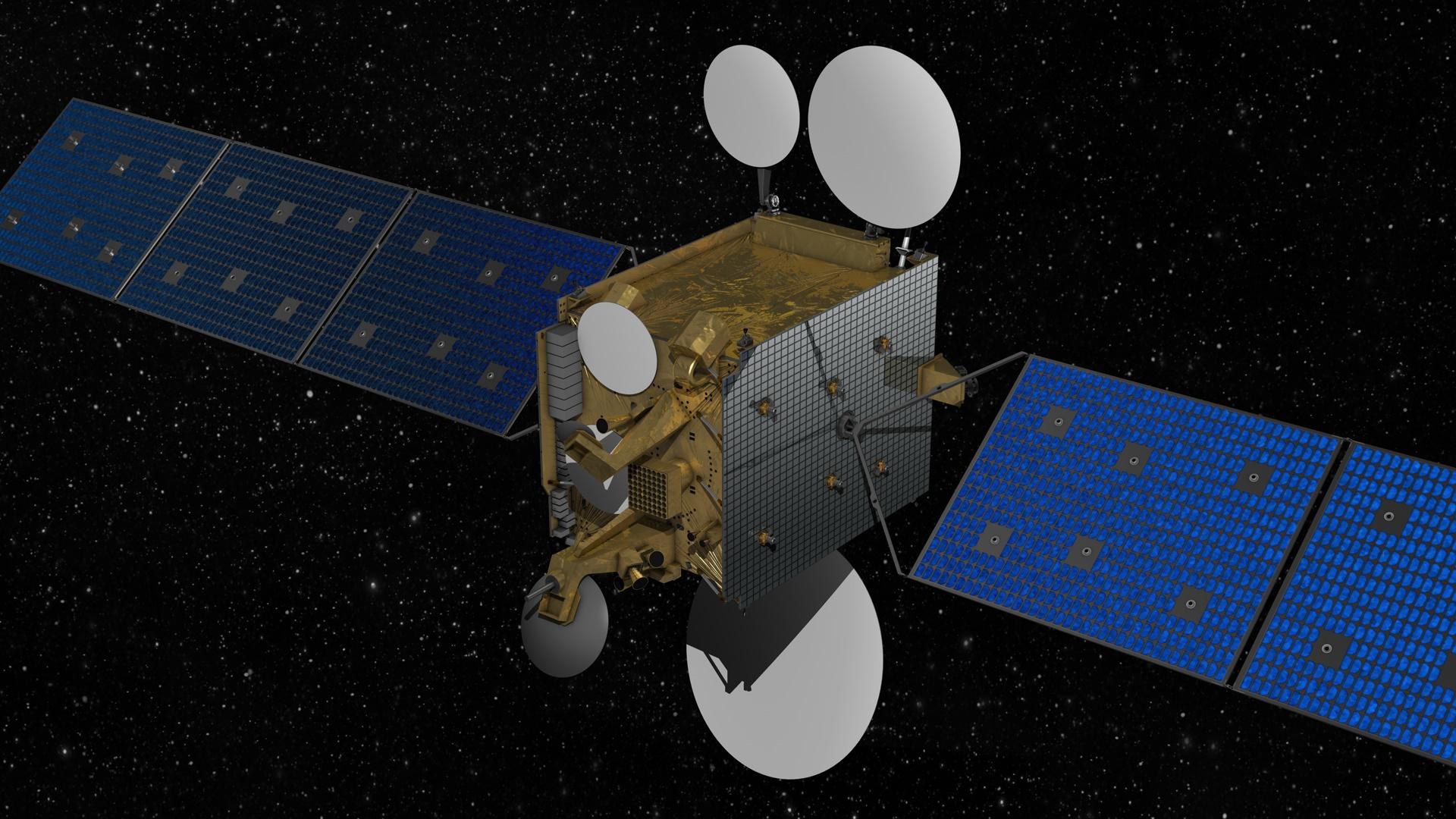 Künstlerische Darstellung des Heinrich-Hertz-Satelliten