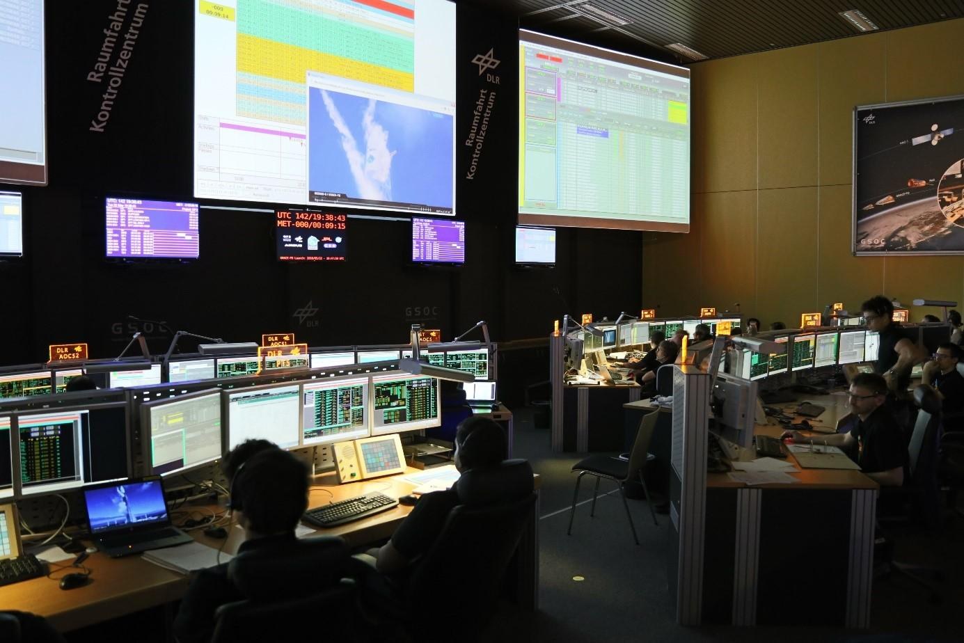 DLR– Das GRACE–FO Team am GSOC in Oberpfaffenhofen.