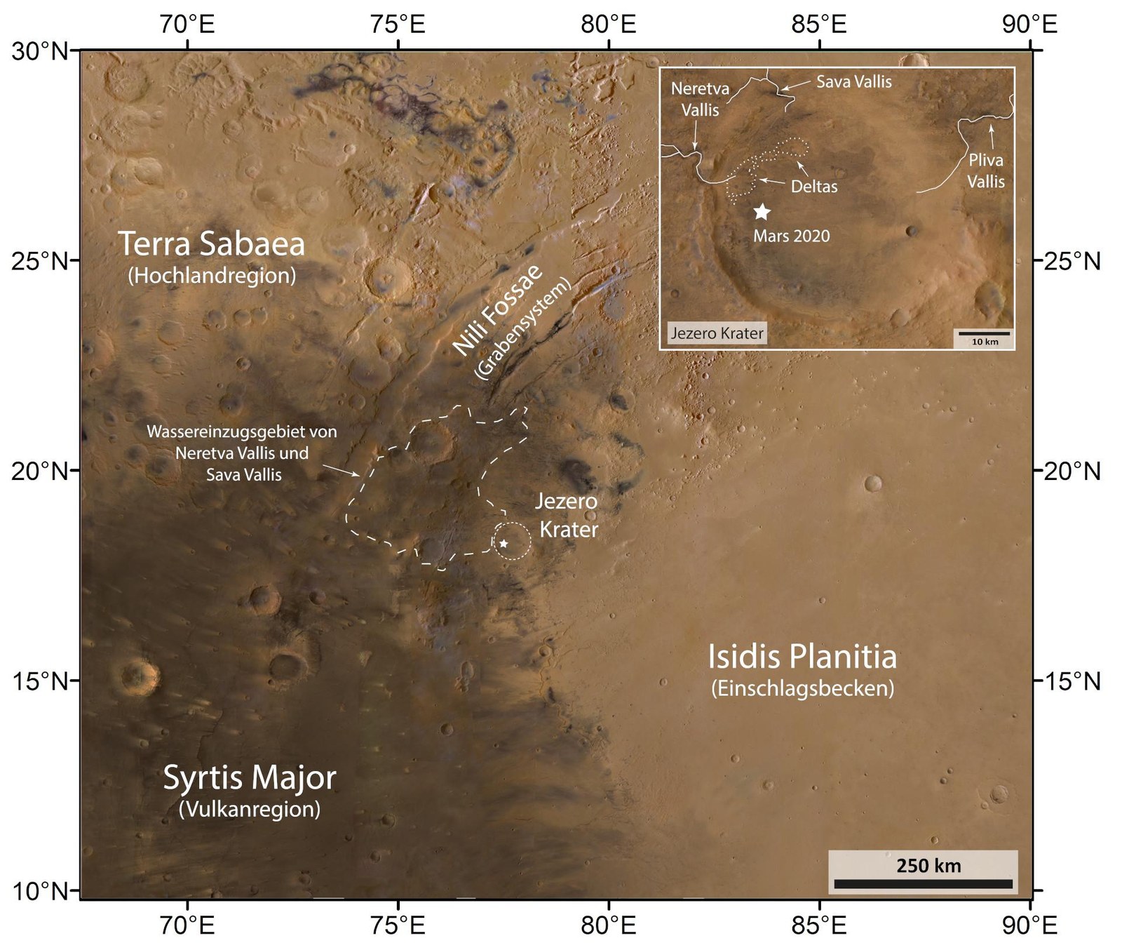 DLR — Blick auf die Region rund um den Krater Jezero
