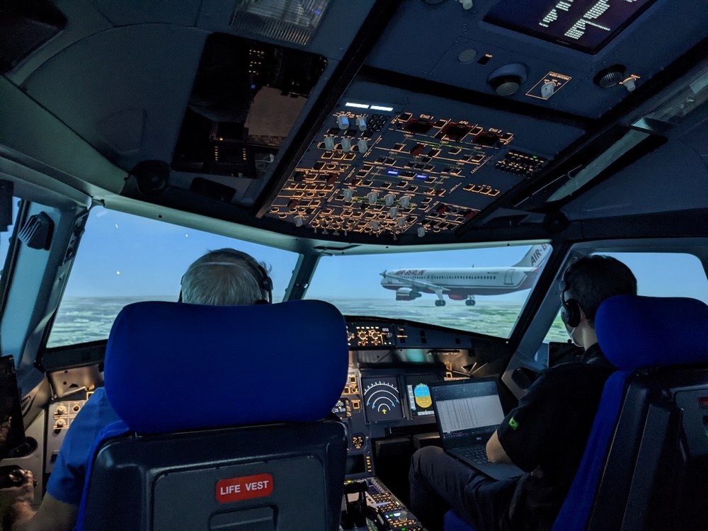 DLR-Simulatorcockpit A320-Airbus mit Sichtsystem