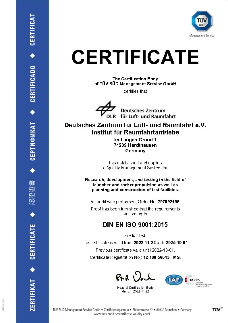 Certificate DIN EN ISO 9001:2015