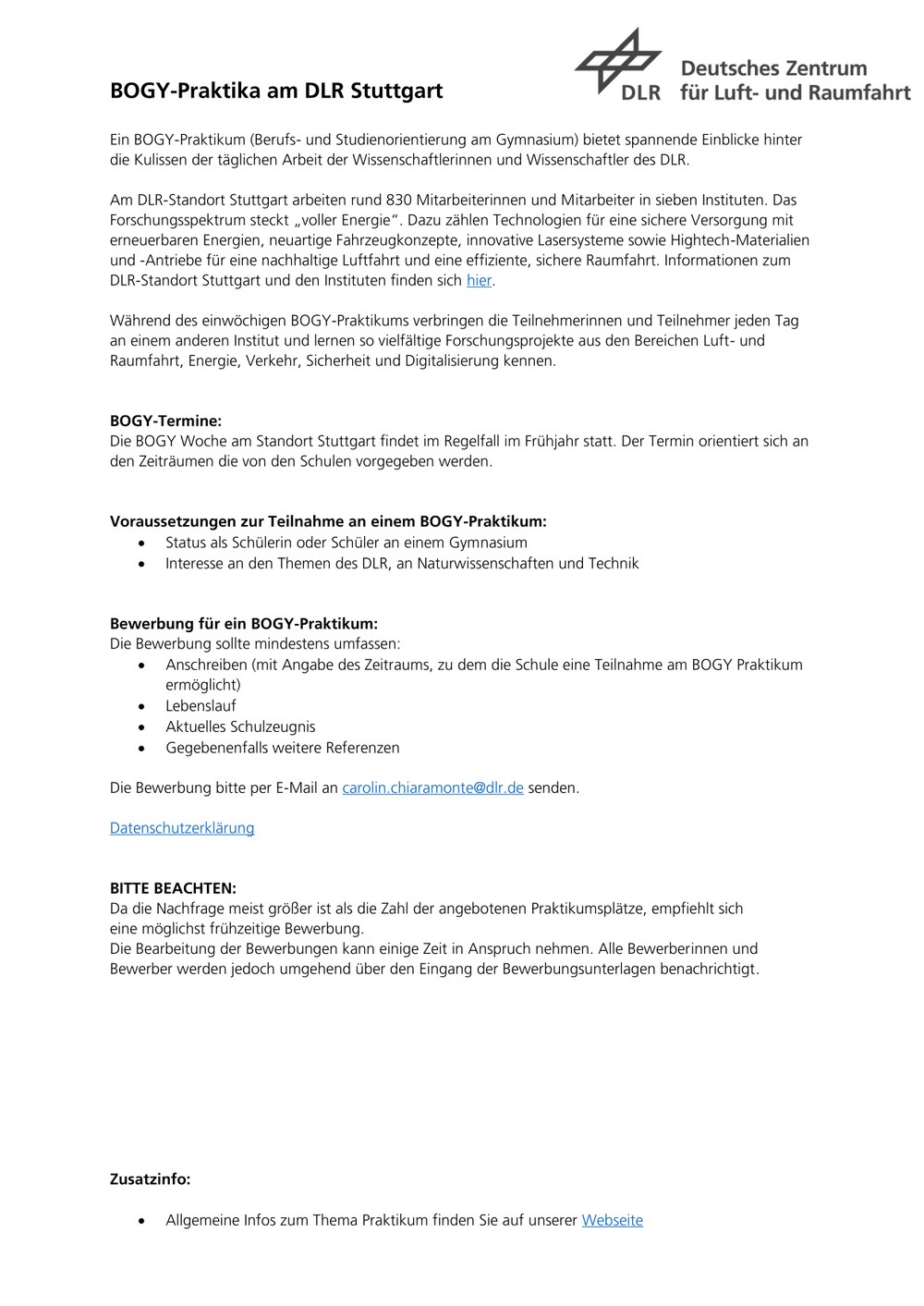 BOGY-Praktikum DLR Stuttgart