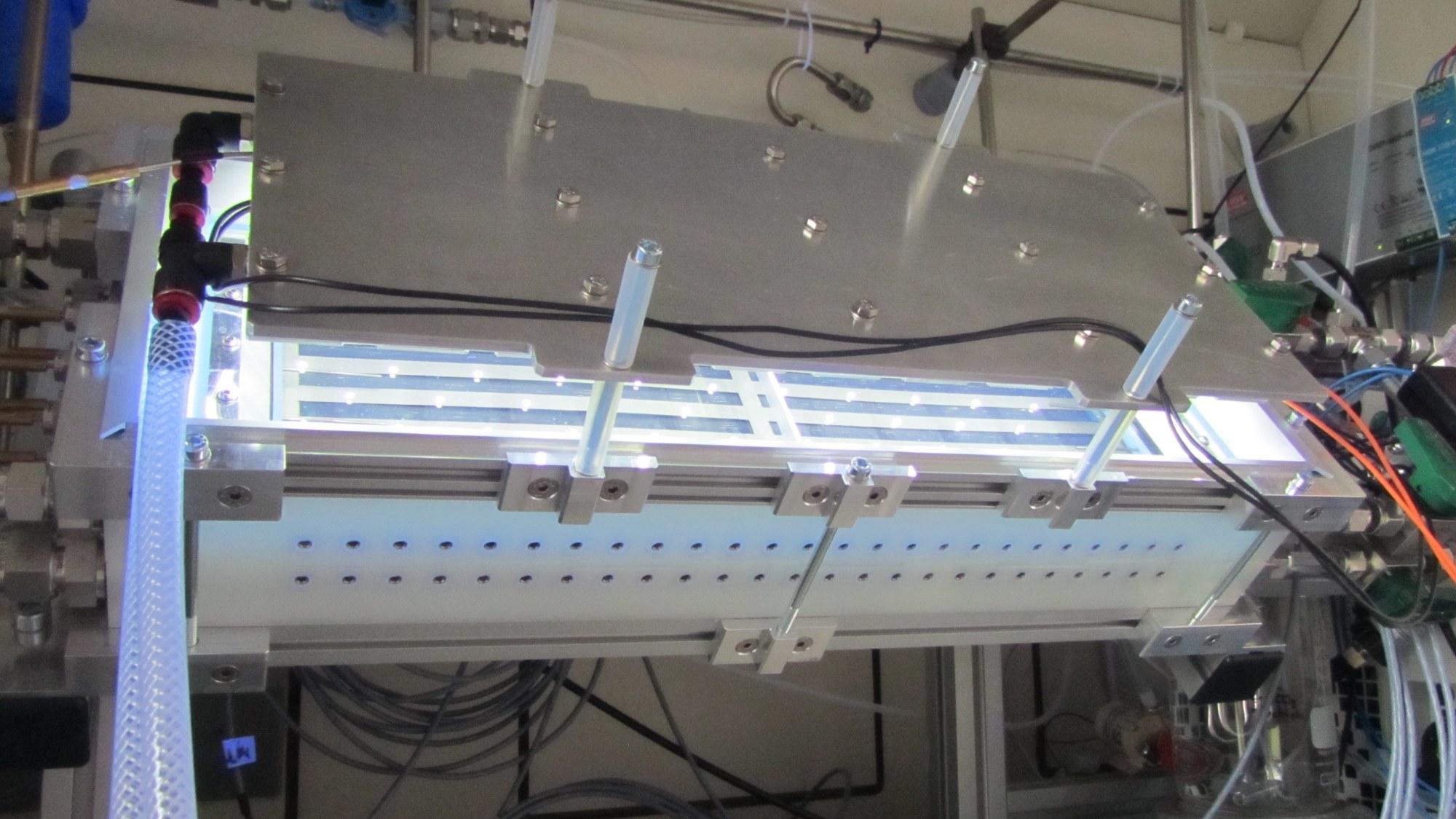 Photoelectrochemical test reactor in laboratory tests with an LED light ...