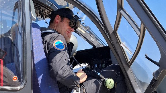 Pilot with Helmet Mounted Display for displaying symbols to evaluate ...