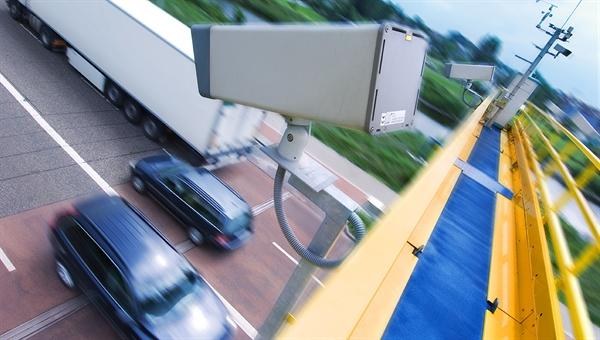 Digital camera on an overhead sign gantry at the DLR measuring and test ...