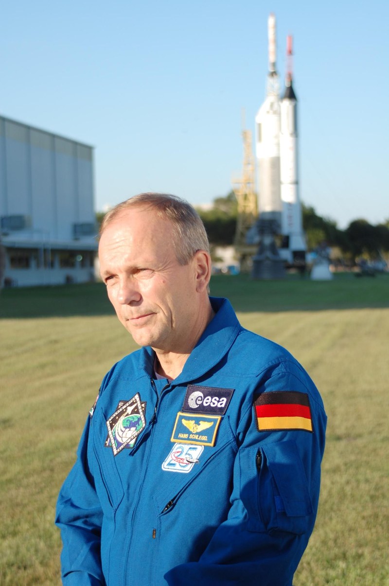 Hans Schlegel in the so called Rocket Garden at Johnson Space Center ...