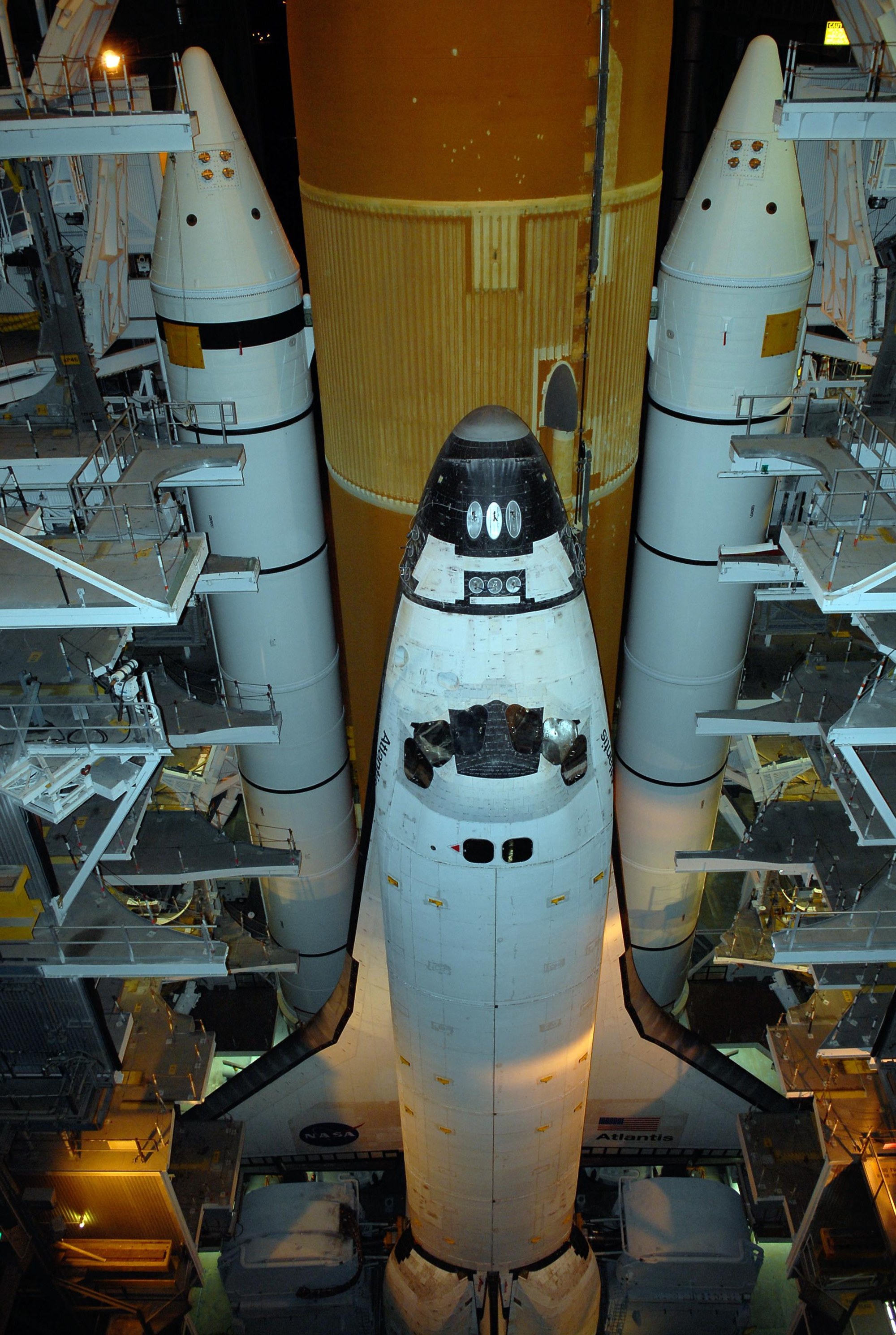 Space Shuttle Atlantis is ready to move through the doors of the ...
