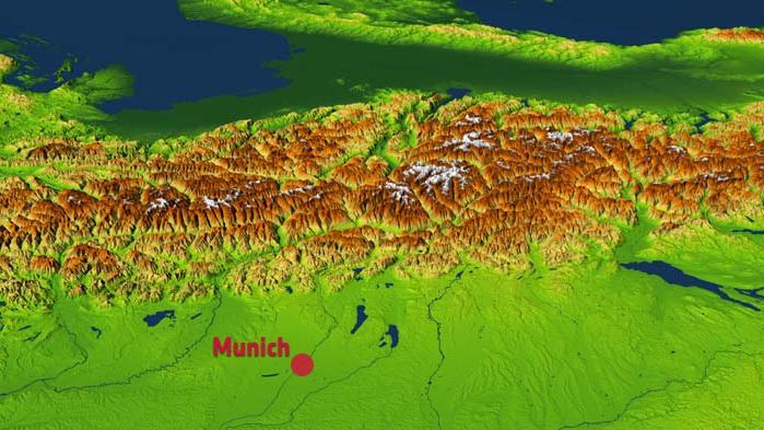 Elevation model of the Alps