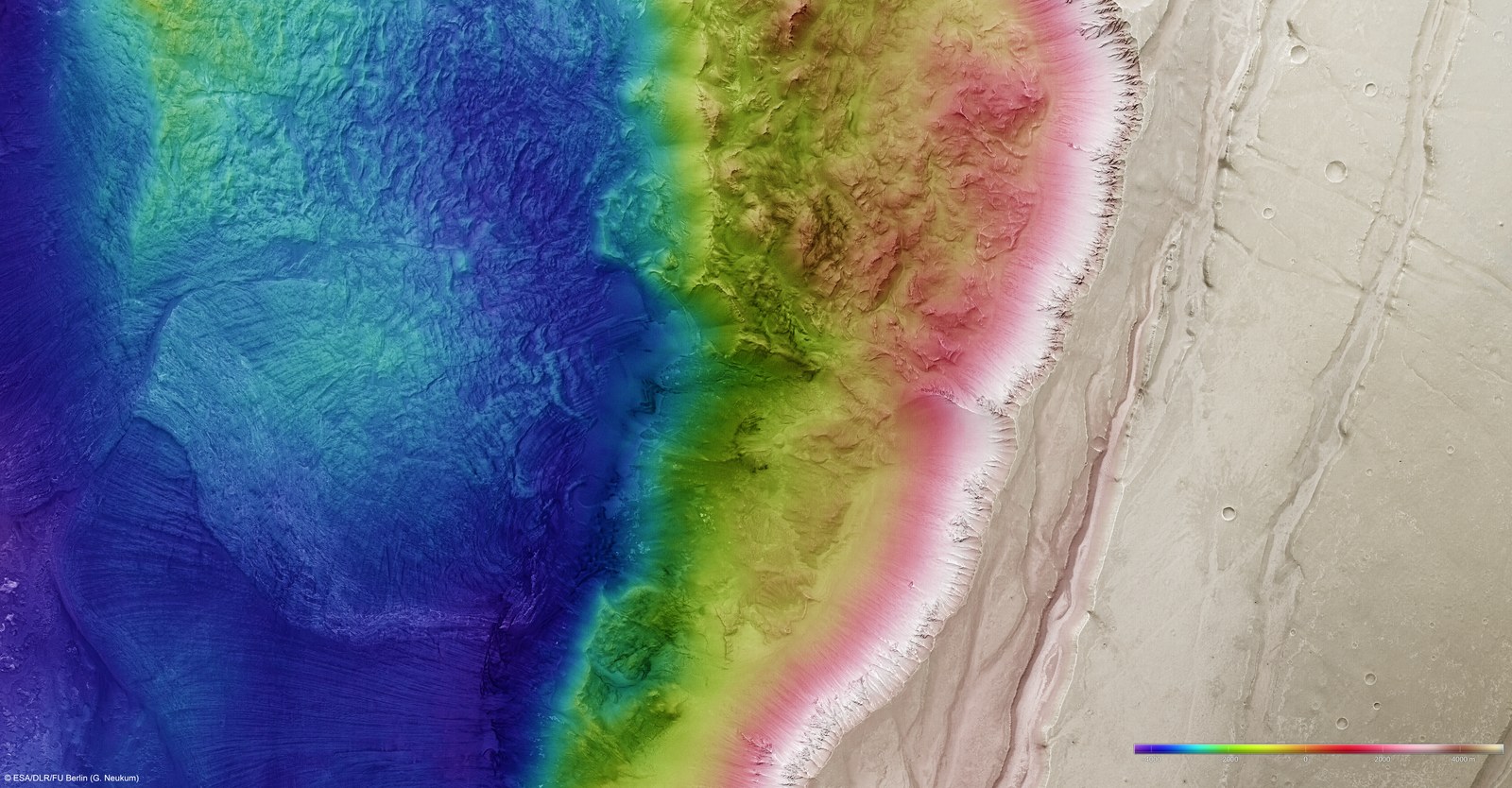 Topographic map of a section of Ius Chasma