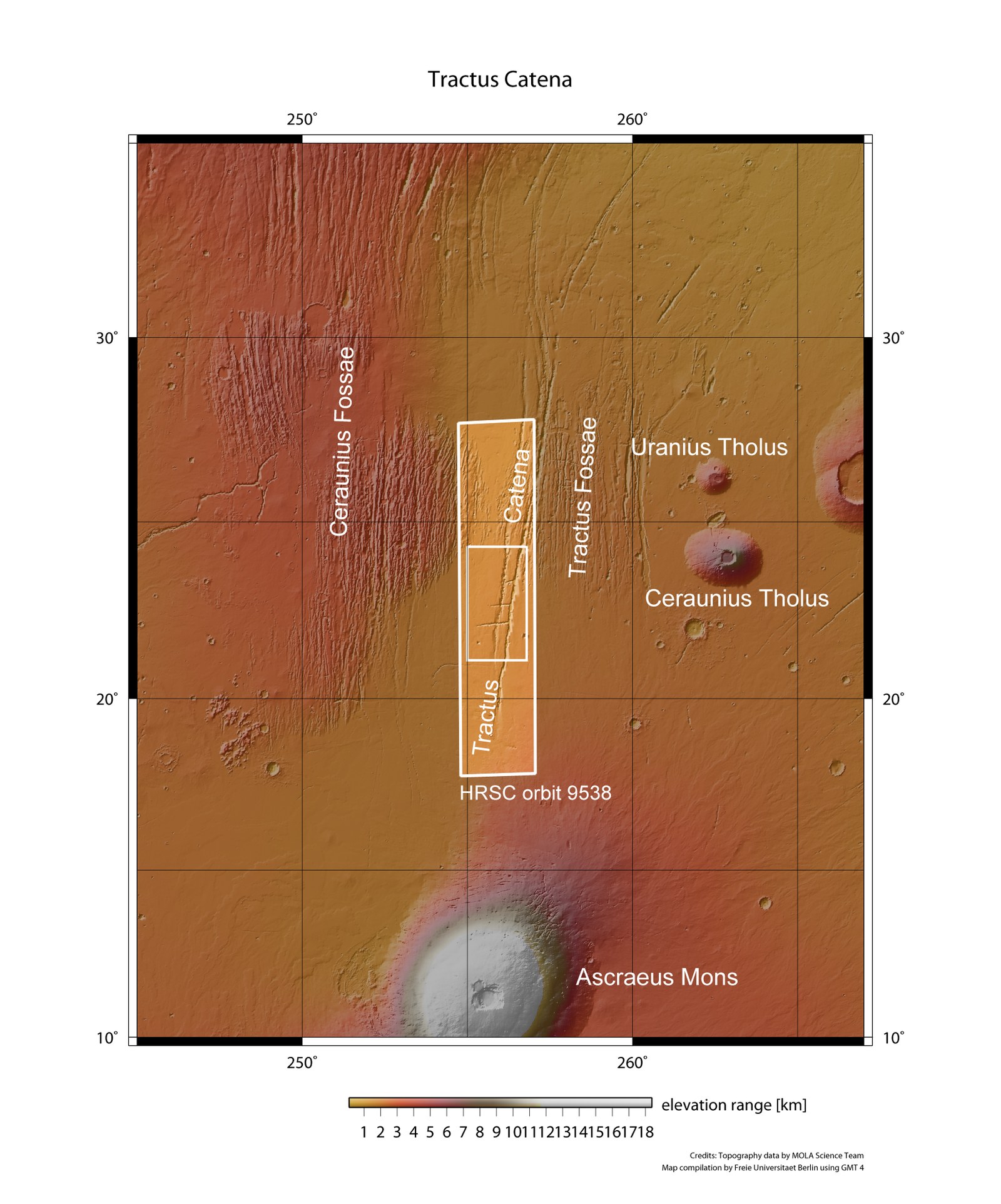 Topographical overview map of the northern Tharsis