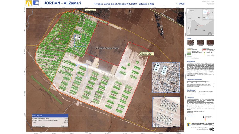 Satellite-based map: Refugee camp in Jordan