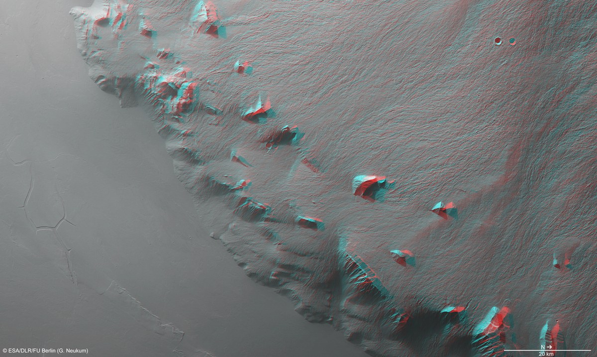 3D view of the escarpment of Olympus Mons