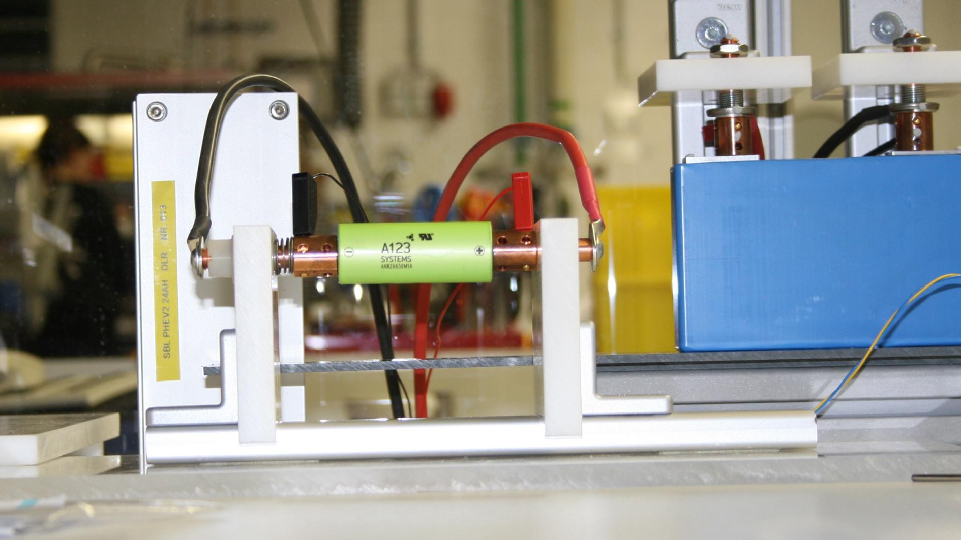 Lithium-ion battery undergoing laboratory tests