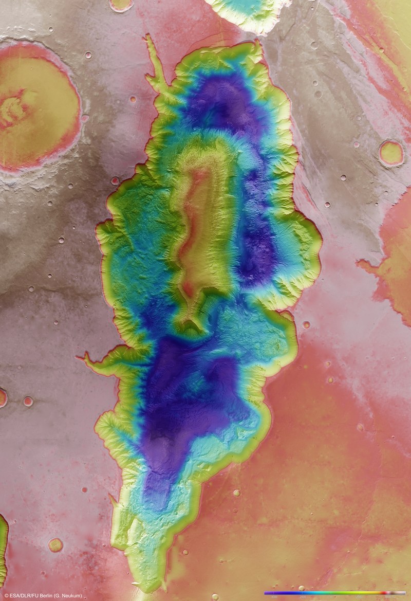 Topographical map of Hebes Chasma