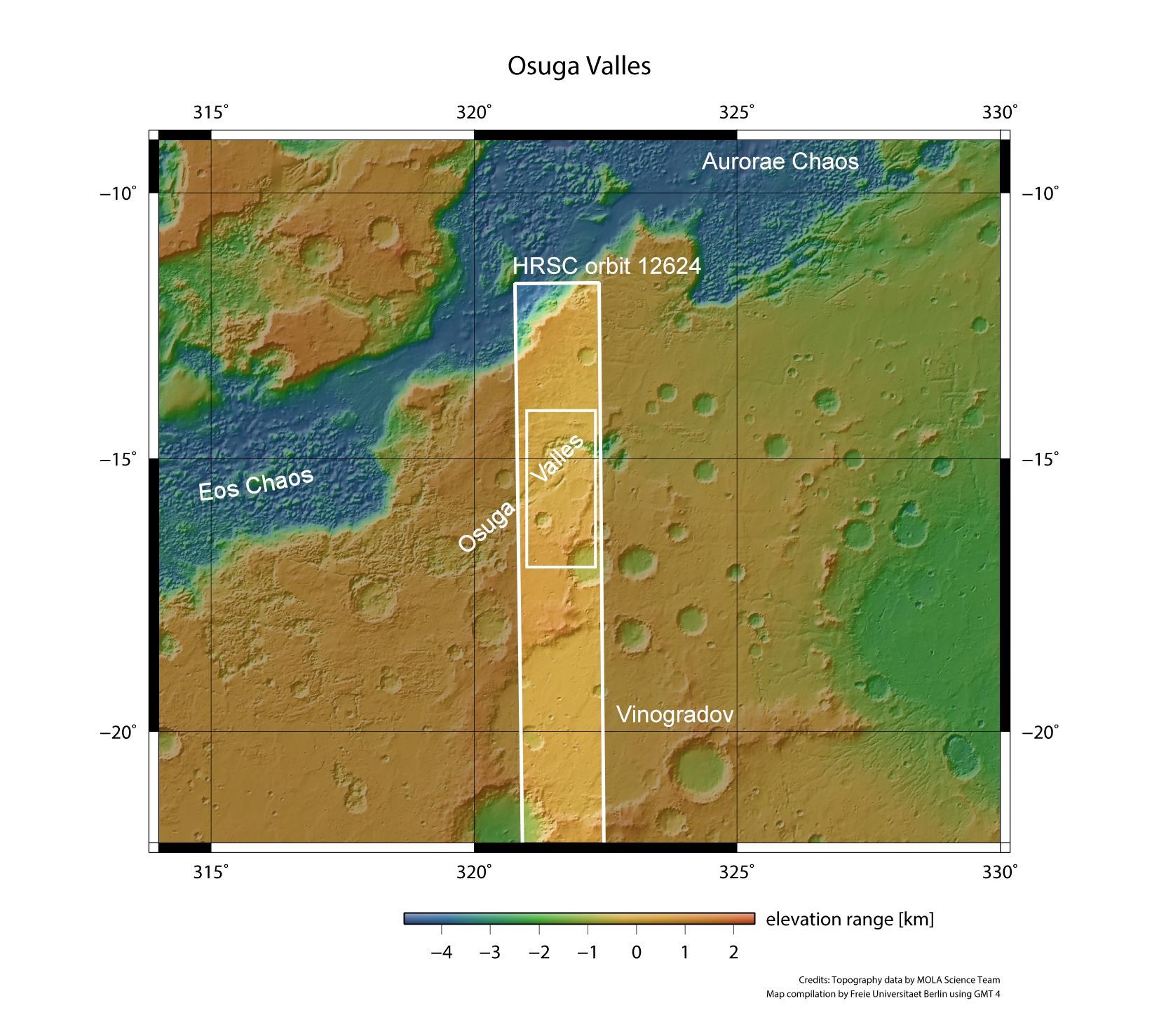 Topographic context map of Osuga Valles