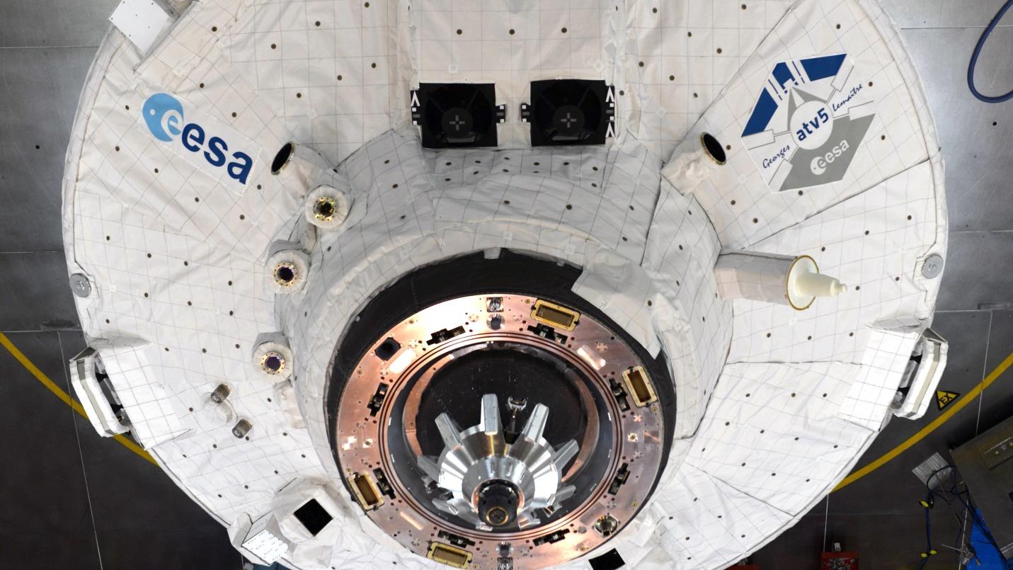 View of ATV-5 Georges Lemaître from above, just before installation of ...