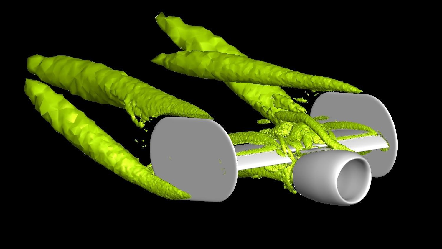 Flow simulation with air blow on the wing