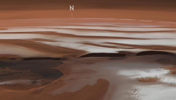 Animation: Flying over Mars' north polar cap
