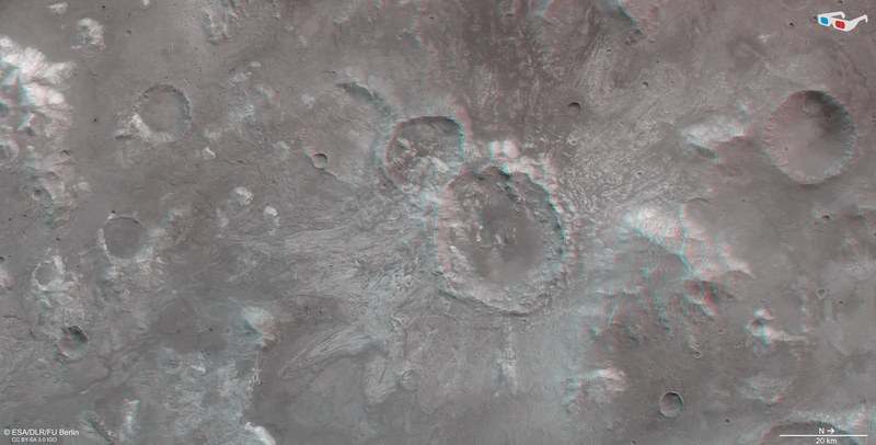 3D view of the crater north of Hellas Planitia