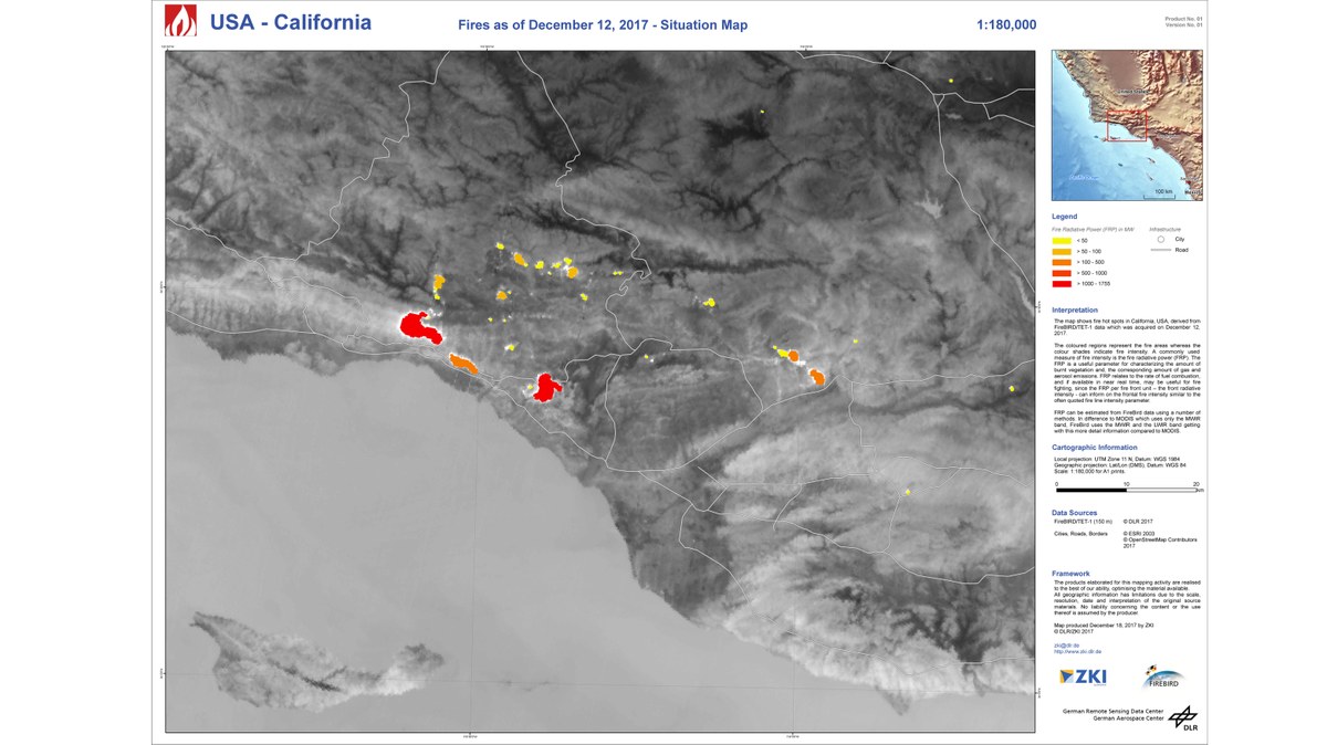 FireBIRD monitors forest fires in California