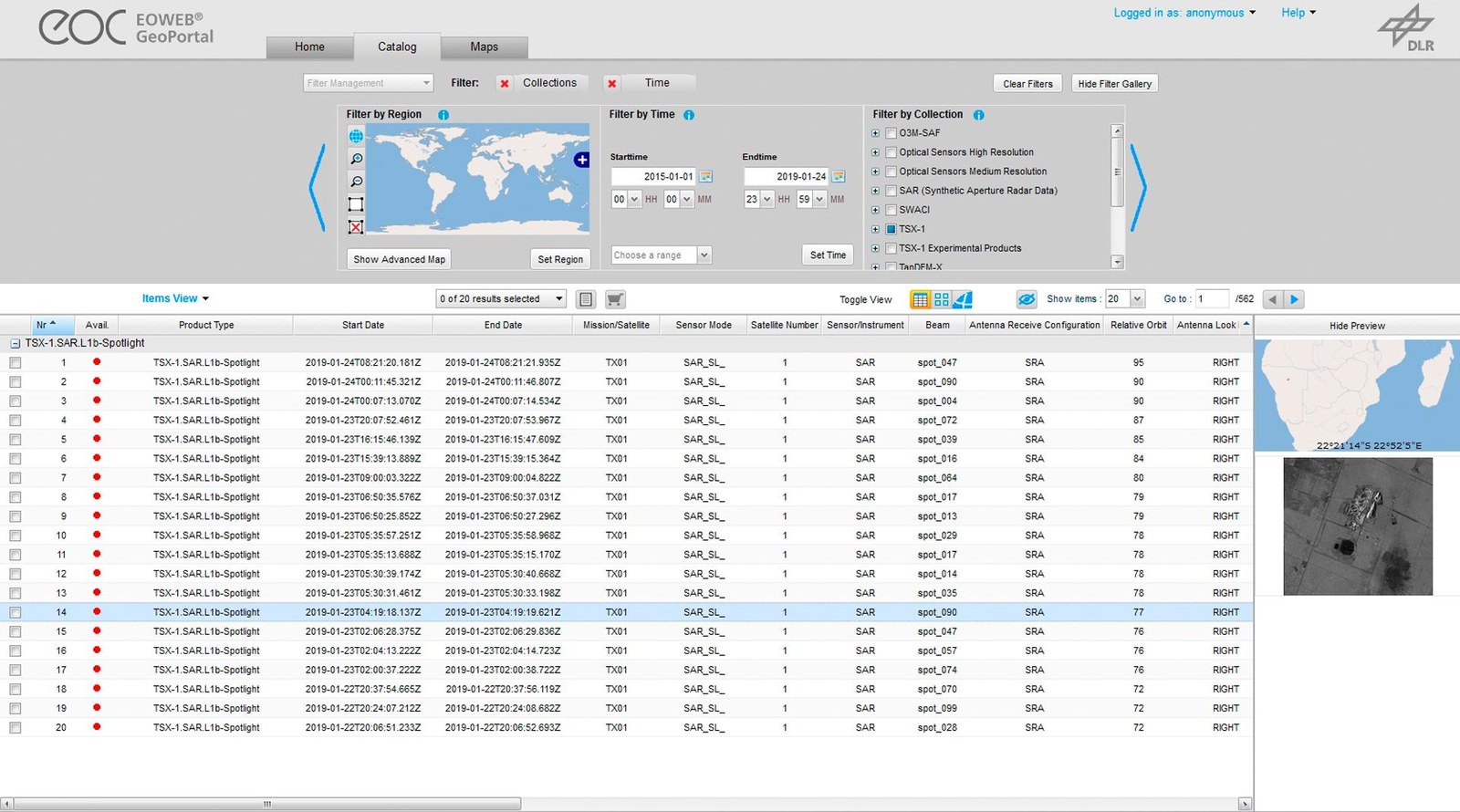 DLR – German Satellite Data Archive (D-SDA) User Services