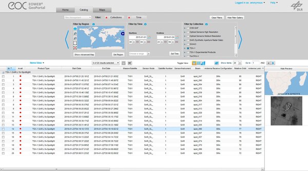 DLR – German Satellite Data Archive (D-SDA) User Services