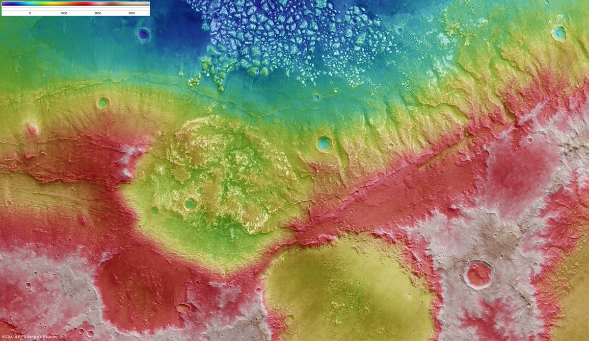 Topographic map of the region at the northern edge of Magellan Crater