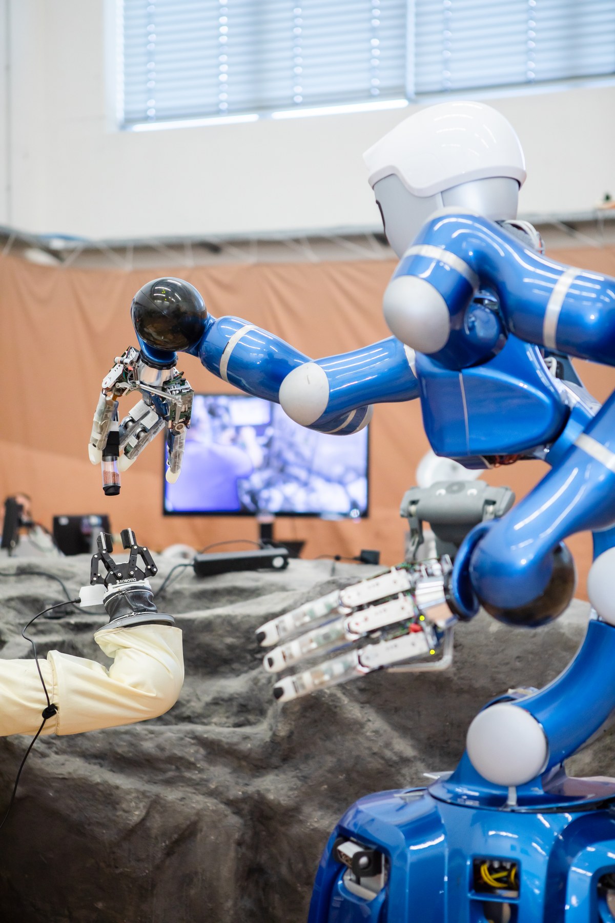 Handing over the rock sample