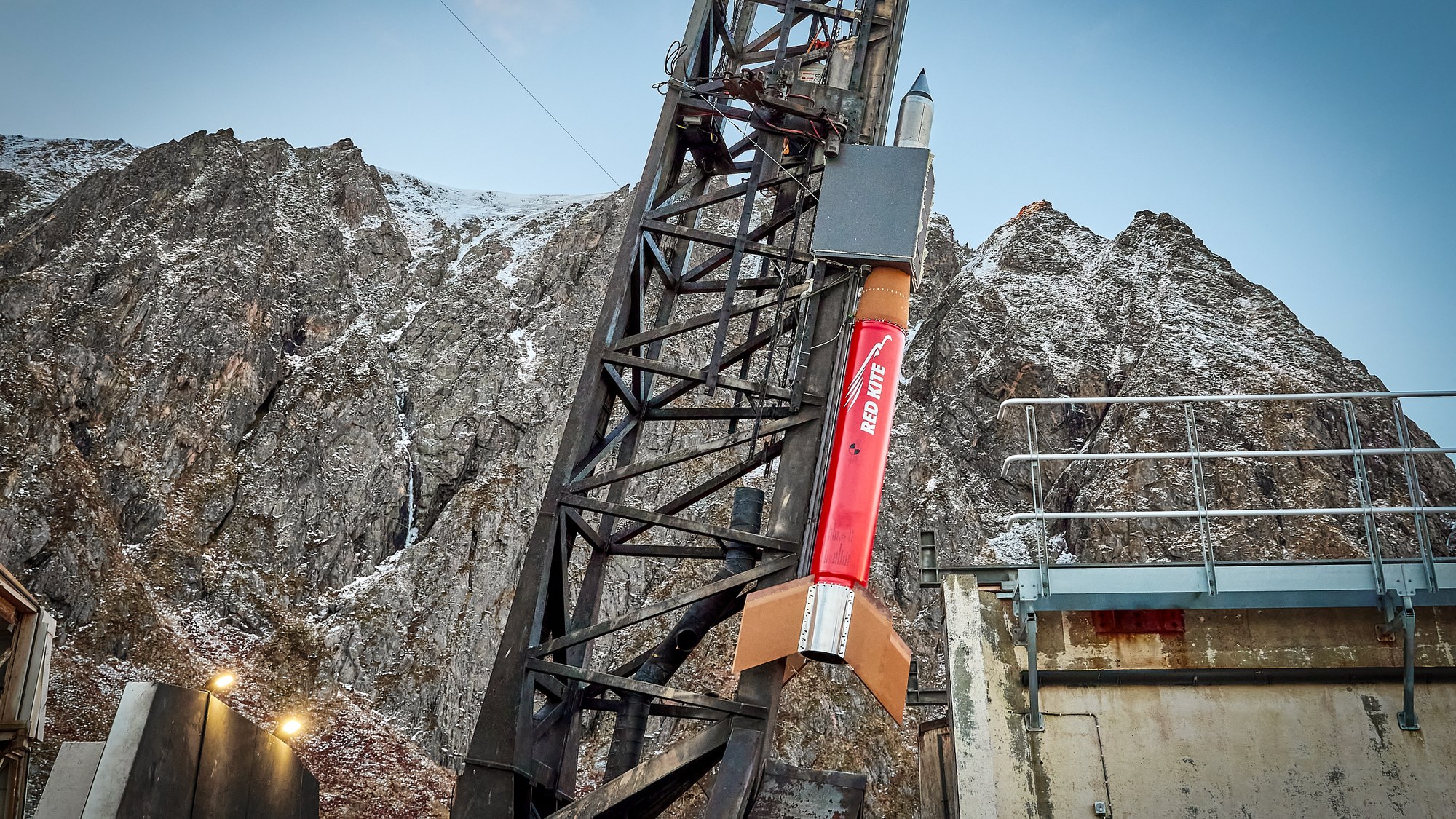The research rocket before the first flight of the 'Red Kite'