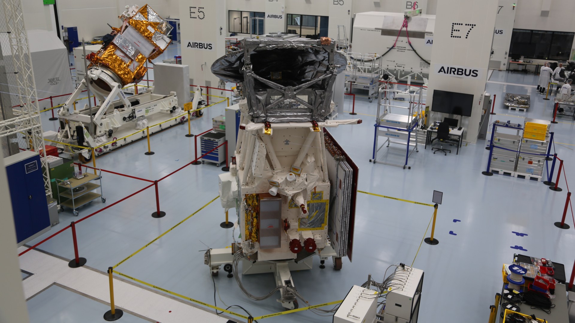EarthCARE in a cleanroom in Friedrichshafen