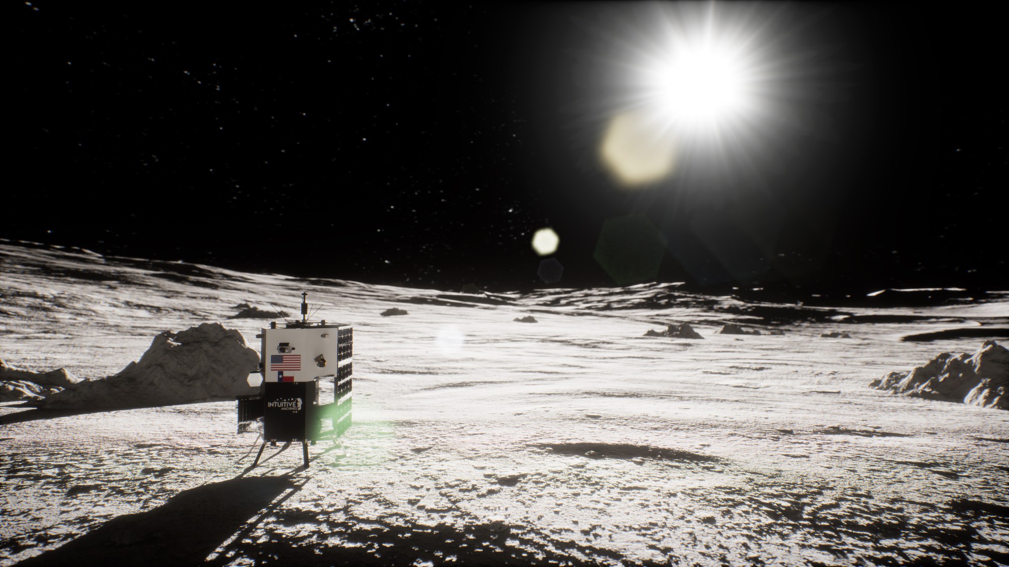 Artist's impression shows Intuitive Machines’ Athena lander touch down near the lunar south pole