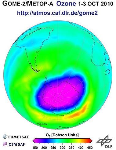 Measurements by GOME-2: Ozone Hole over the south polar region from 1 ...