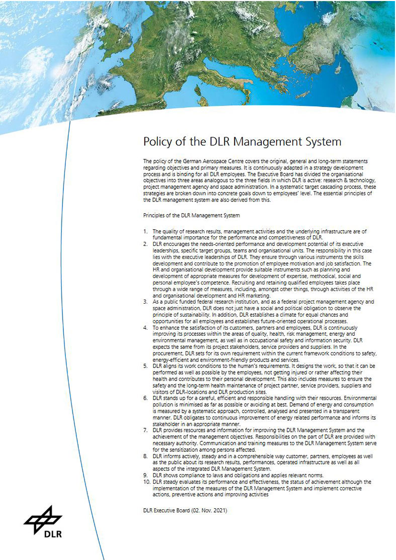 Policy of the DLR Management System