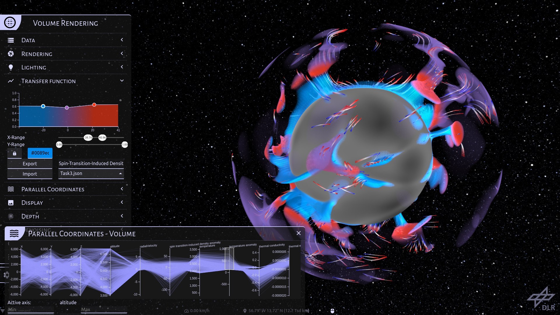 Analysis of the Earth's mantle convection in CosmoScout VR
