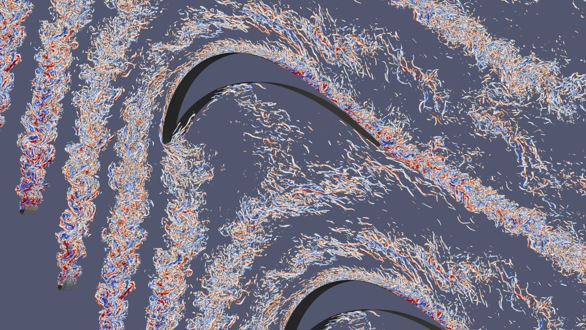 Visualisation of turbulence on a turbine blade