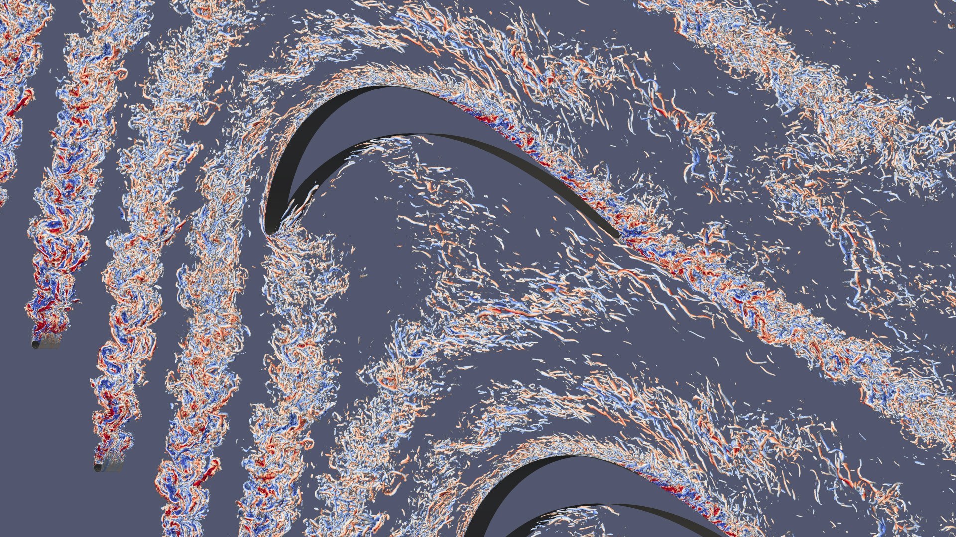 Visualisation of turbulence on a turbine blade
